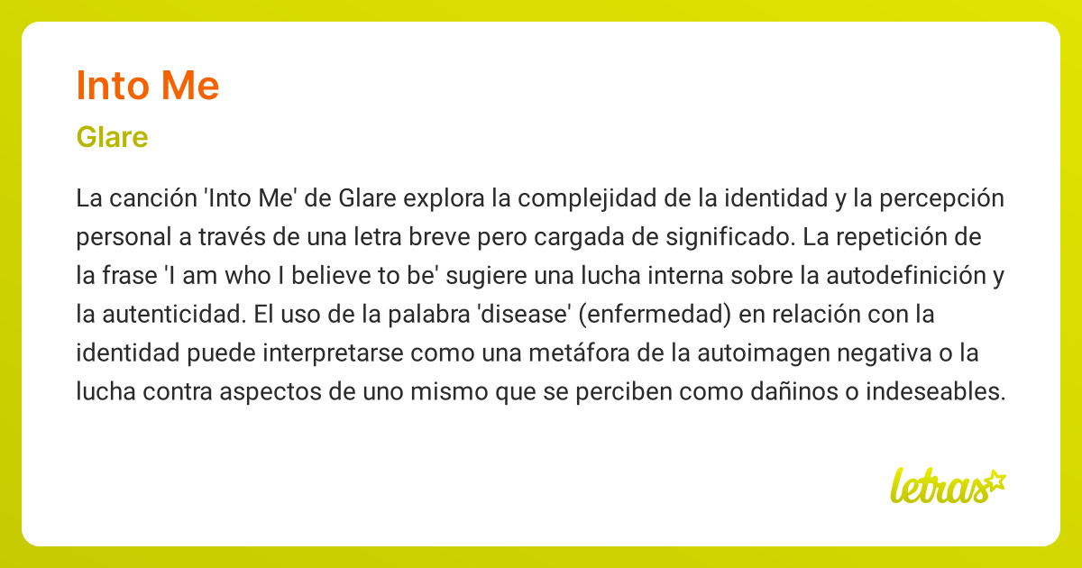 Significado de la canción INTO ME (Glare) - LETRAS.COM
