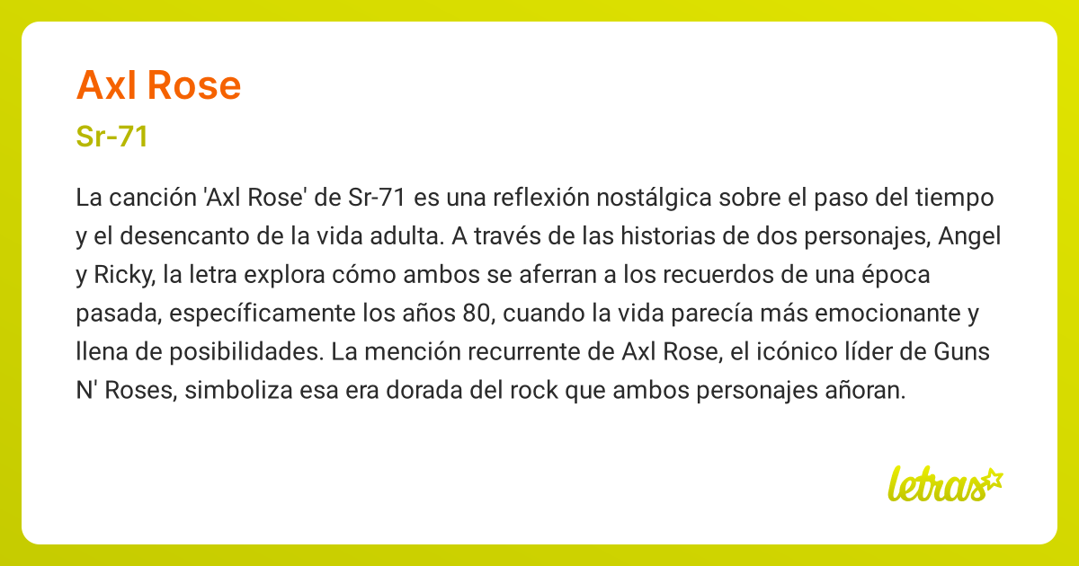 Significado de la canción AXL ROSE (Sr-71) - LETRAS.COM