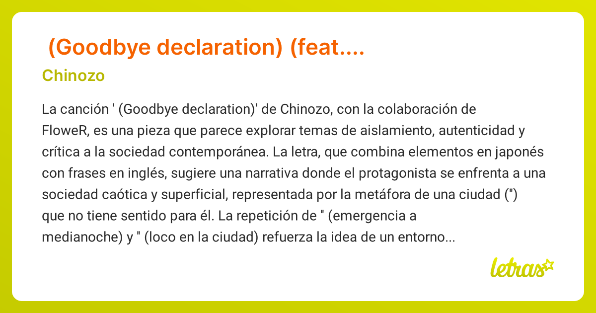 Significado de la canción グッバイ宣言 (Goodbye declaration) (feat. FloweR ...