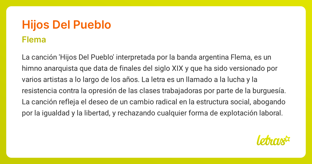 Significado de la canción HIJOS DEL PUEBLO (Flema) - LETRAS.COM
