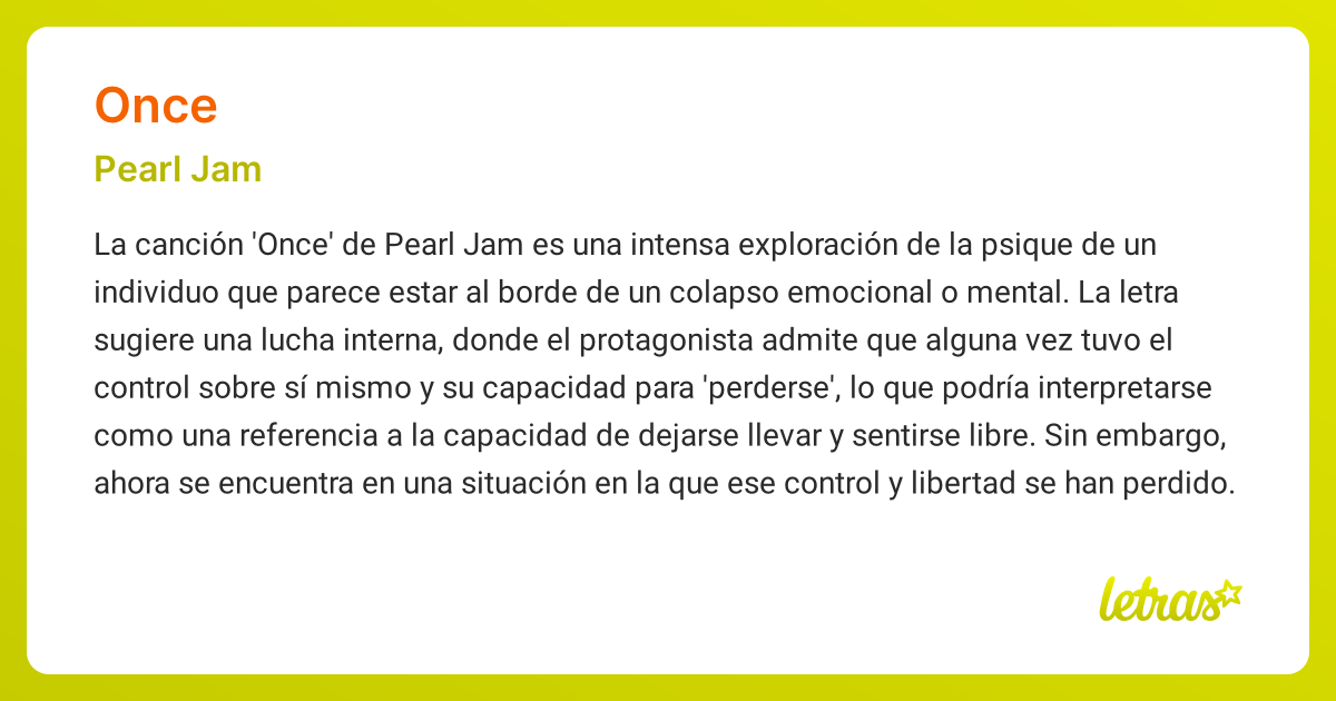 Significado de la canción ONCE (Pearl Jam) - LETRAS.COM