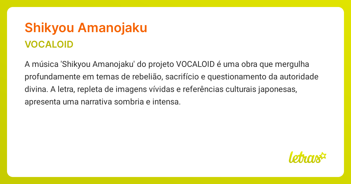 Significado da música SHIKYOU AMANOJAKU (VOCALOID) - LETRAS.MUS.BR