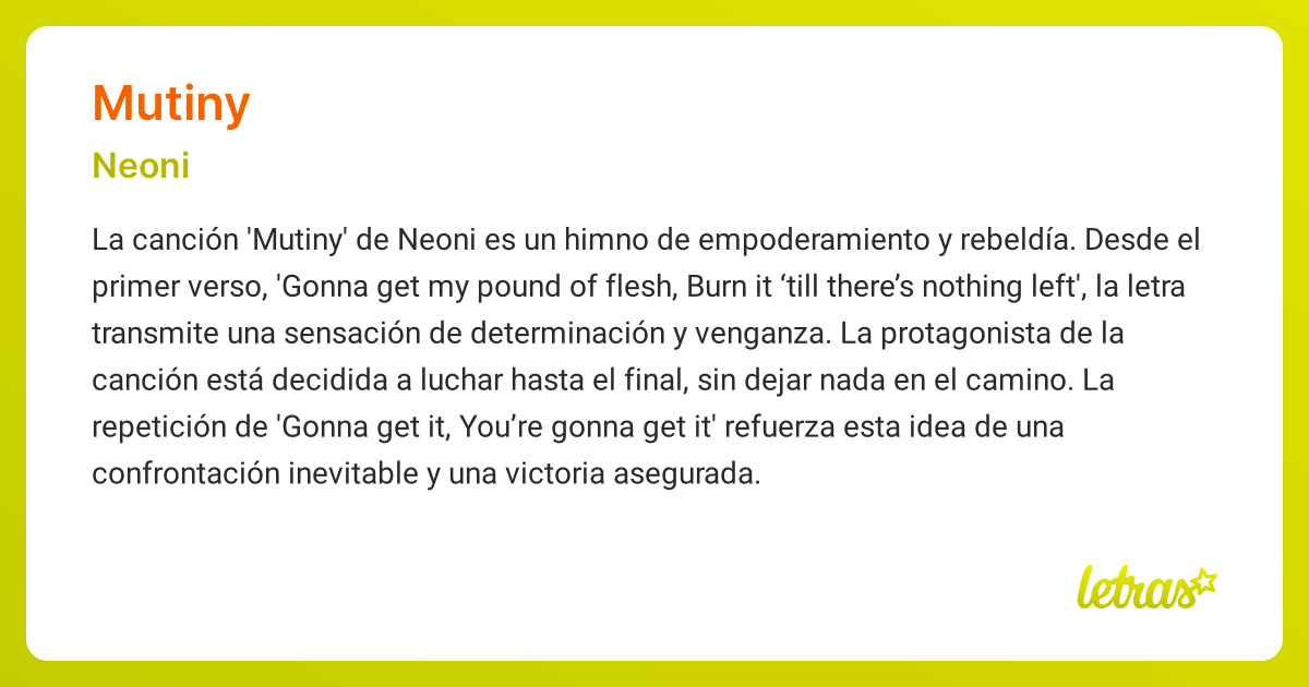 Significado de la canción MUTINY (Neoni) - LETRAS.COM