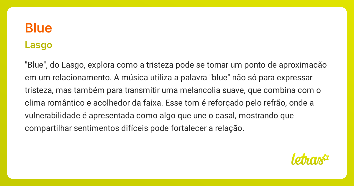 Significado da música BLUE (Lasgo) - LETRAS.MUS.BR