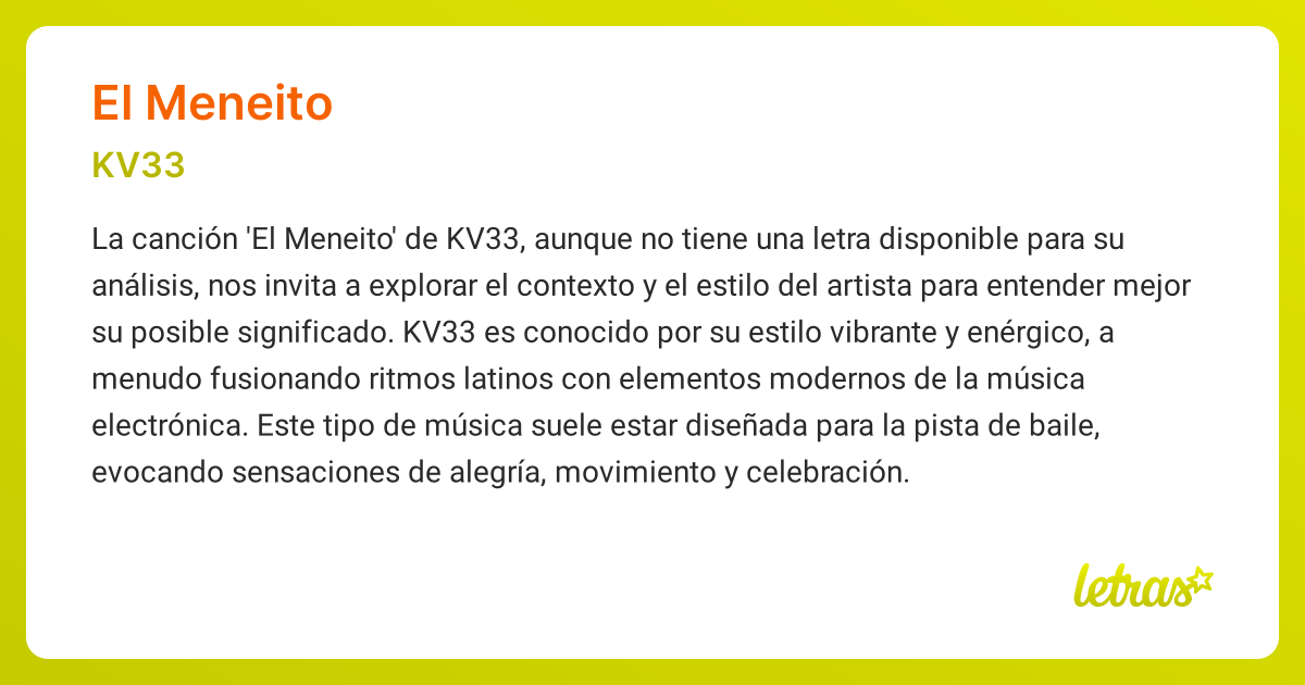 Significado de la canción EL MENEITO (KV33) - LETRAS.COM