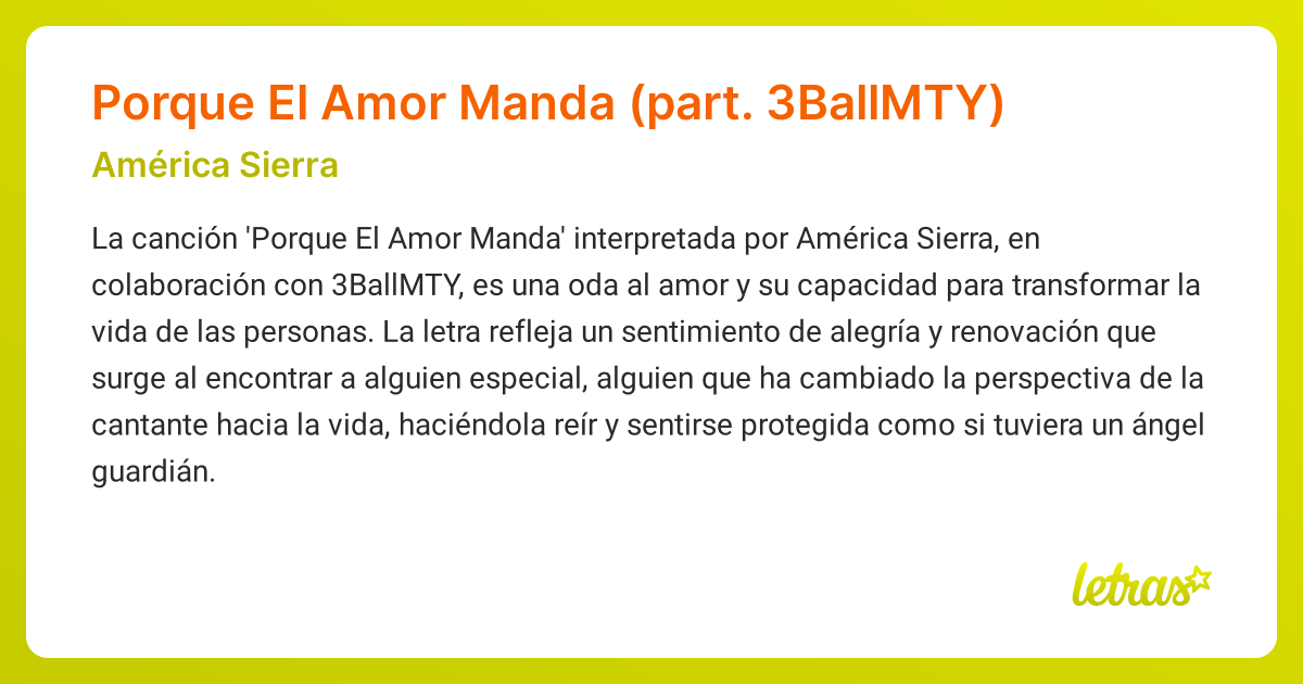 Significado de la canción Porque El Amor Manda (part. 3BallMTY ...