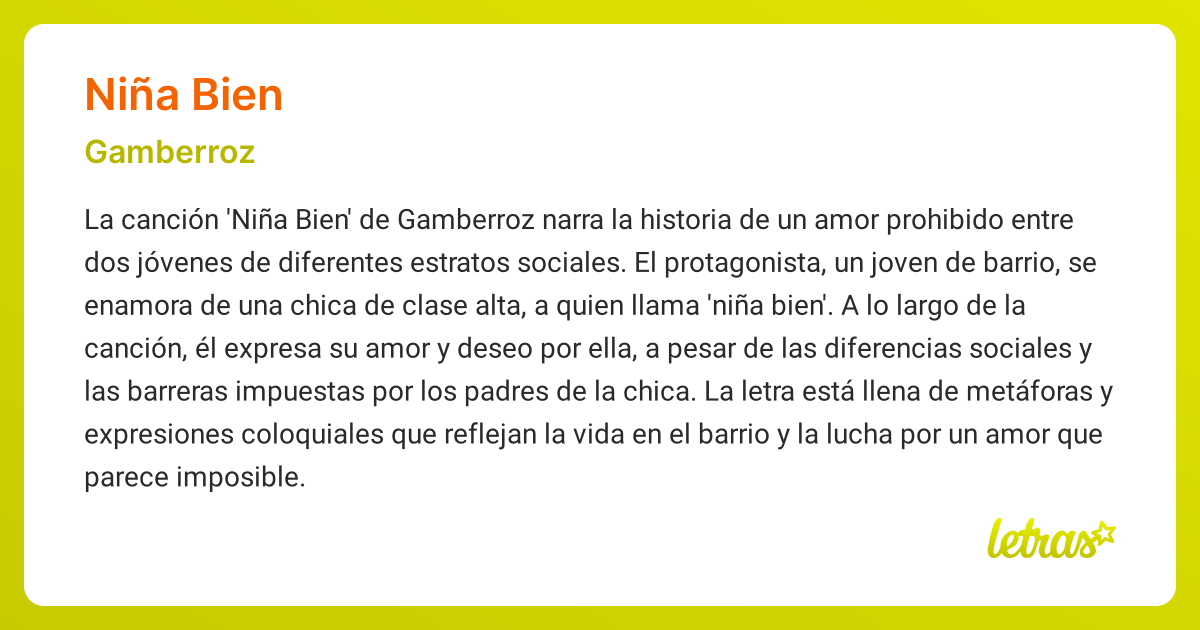Significado de la canción NIÑA BIEN (Gamberroz) - LETRAS.COM
