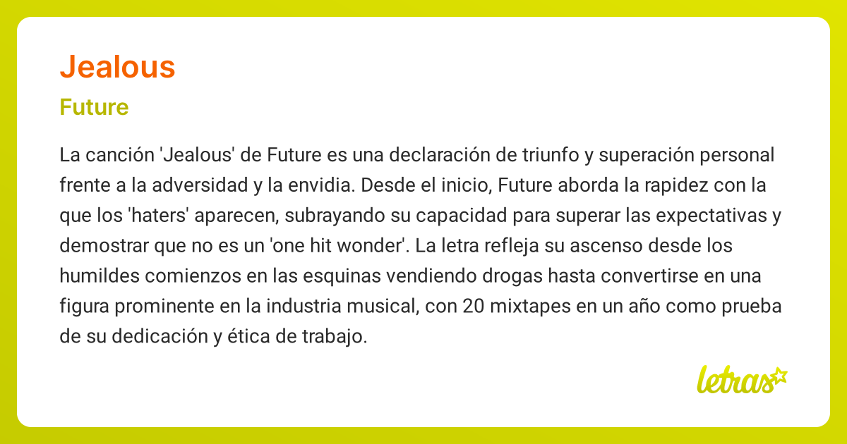 Significado de la canción JEALOUS (Future) - LETRAS.COM