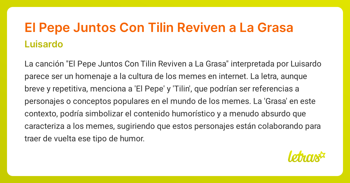 Significado de la canción El Pepe Juntos Con Tilin Reviven a La Grasa ...