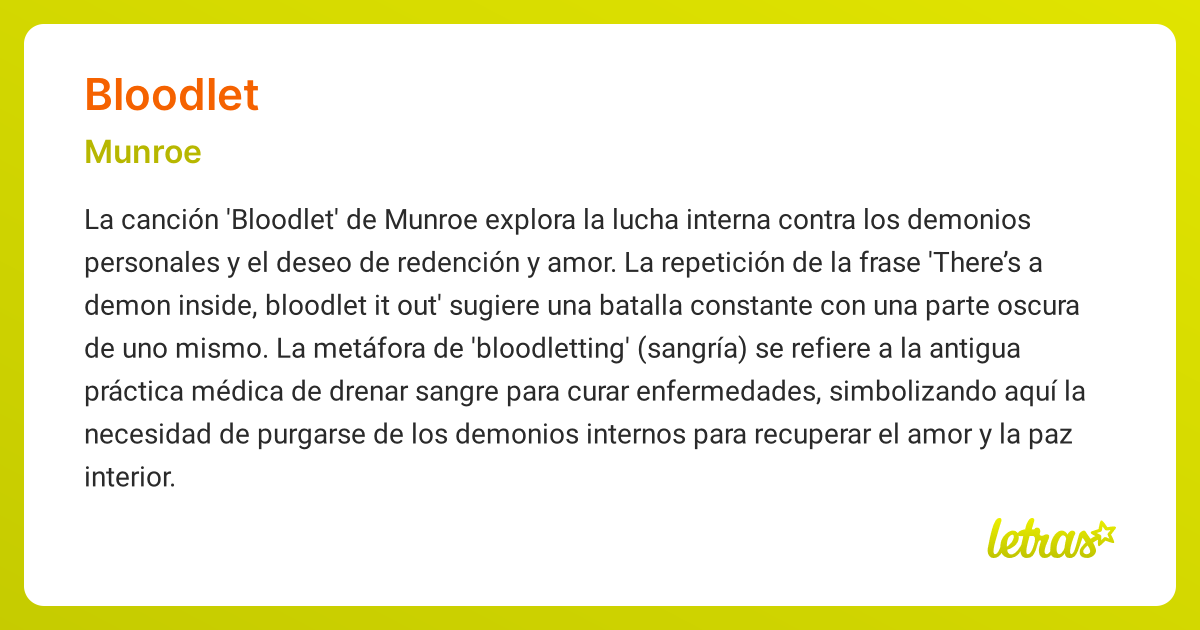 Significado de la canción BLOODLET (Munroe) - LETRAS.COM