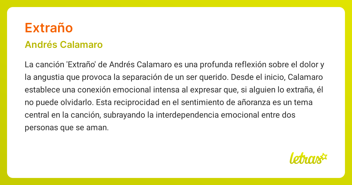 Significado de la canción EXTRAÑO (Andrés Calamaro) - LETRAS.COM