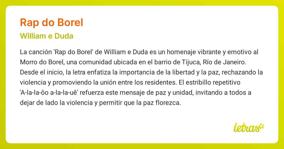 Significado de la canción RAP DO BOREL (William e Duda) - LETRAS.COM