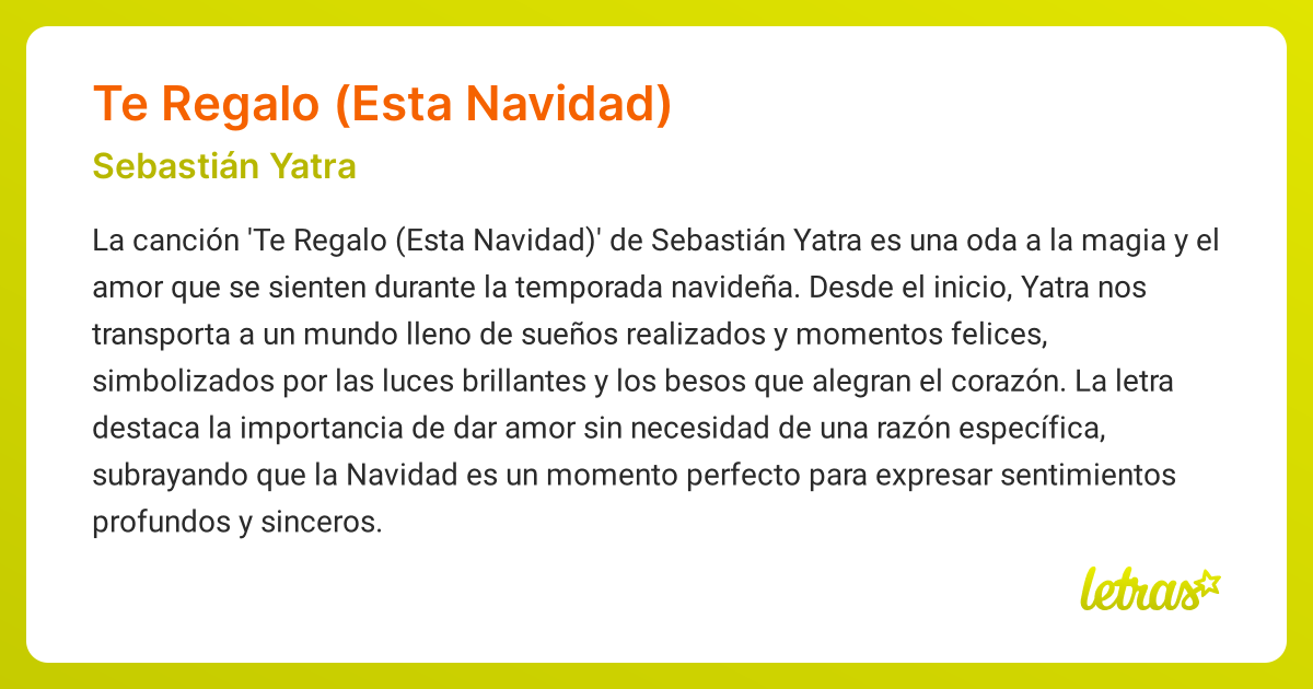 Significado de la canción TE REGALO (ESTA NAVIDAD) (Sebastián Yatra ...