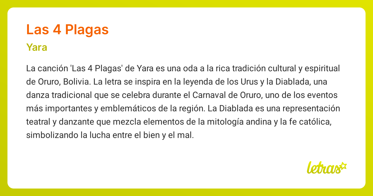 Significado de la canción LAS 4 PLAGAS (Yara) - LETRAS.COM