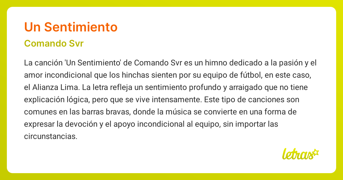 Significado de la canción UN SENTIMIENTO (Comando Svr) - LETRAS.COM