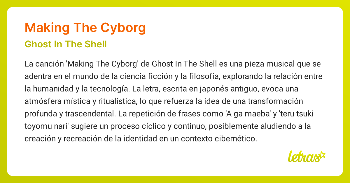 Significado de la canción MAKING THE CYBORG (Ghost In The Shell ...
