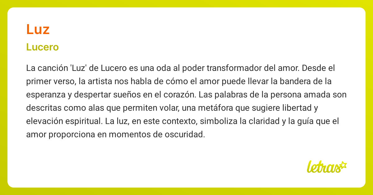 Significado de la canción LUZ (Lucero) - LETRAS.COM