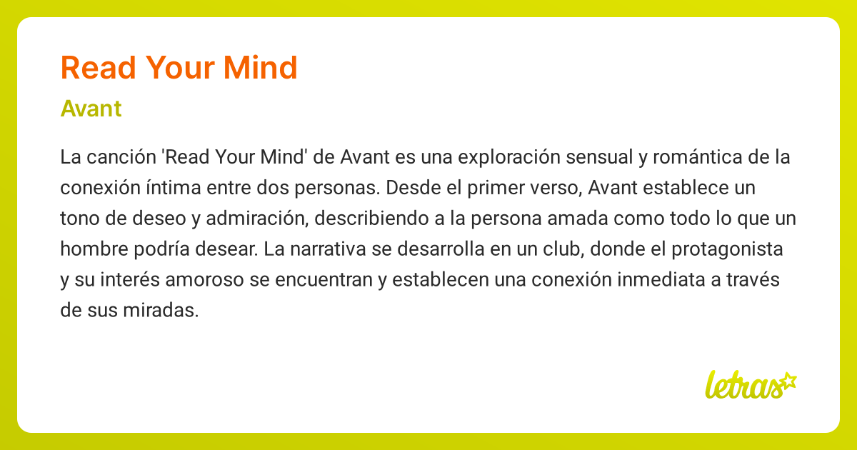 Significado de la canción READ YOUR MIND (Avant) - LETRAS.COM
