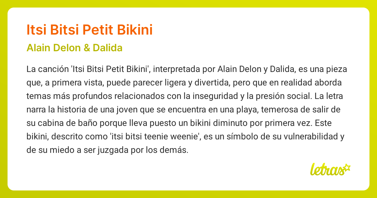 Significado de la canción ITSI BITSI PETIT BIKINI (Alain Delon & Dalida ...