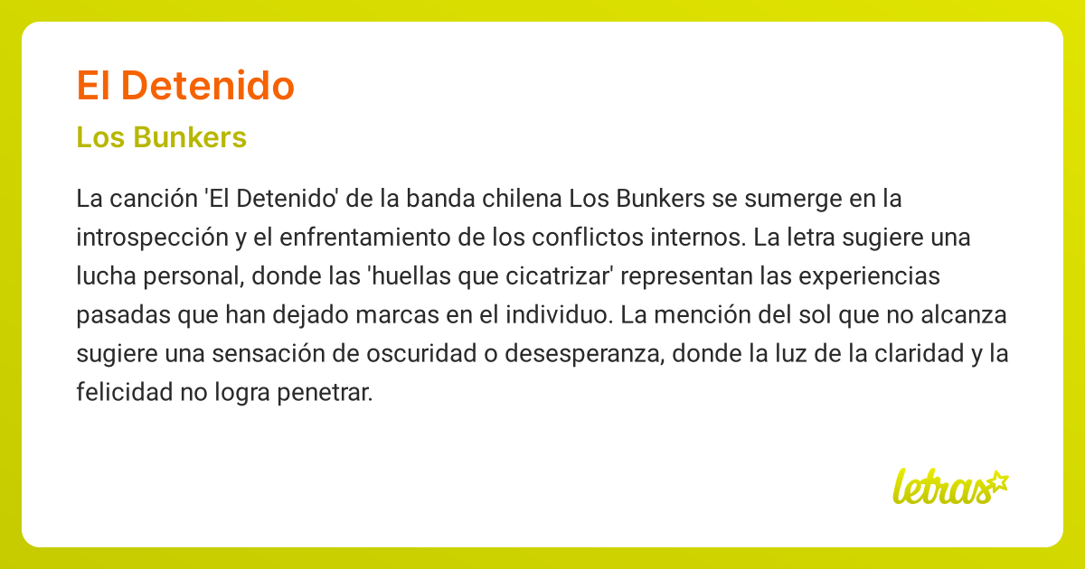 Significado de la canción EL DETENIDO (Los Bunkers) - LETRAS.COM