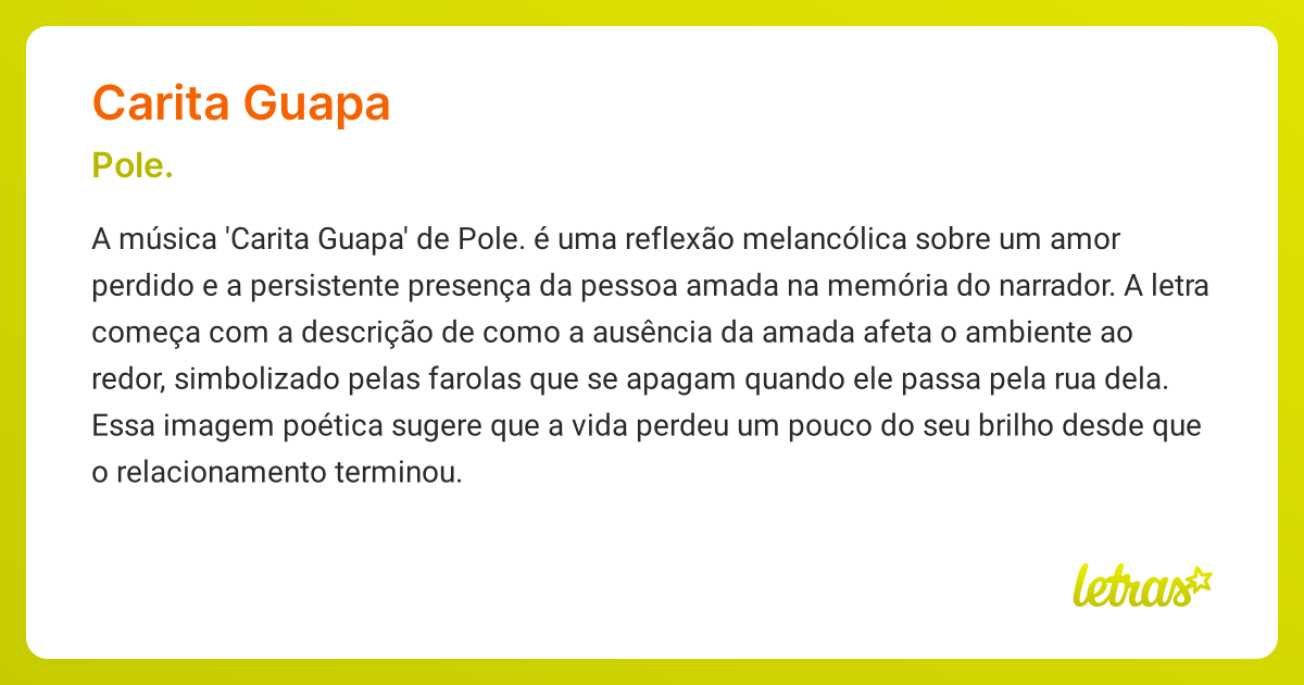Significado da música CARITA GUAPA (Pole.) - LETRAS.MUS.BR