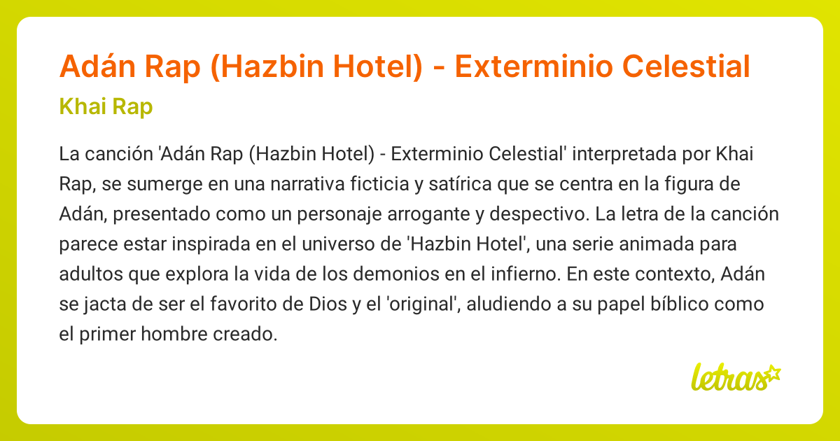 Significado de la canción Adán Rap (Hazbin Hotel) - Exterminio ...