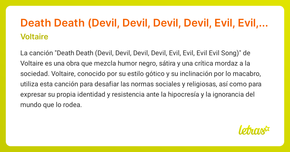 Significado de la canción Death Death (Devil, Devil, Devil, Devil, Evil ...