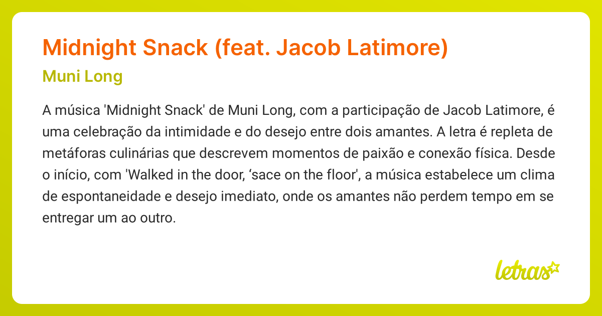 Significado da música Midnight Snack (feat. Jacob Latimore) (Muni Long ...