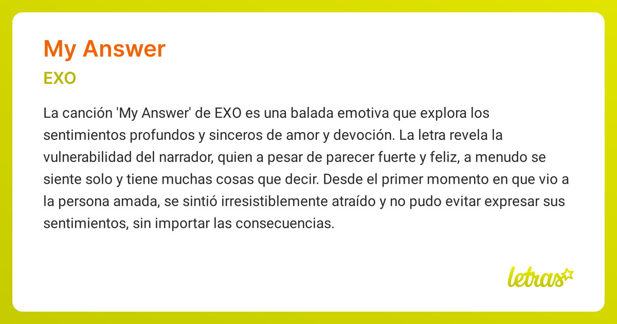 Significado de la canción MY ANSWER (EXO ) - LETRAS.COM