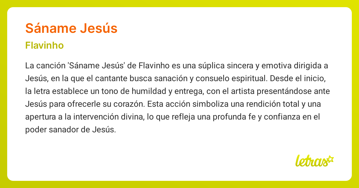 Significado de la canción SÁNAME JESÚS (Flavinho) - LETRAS.COM