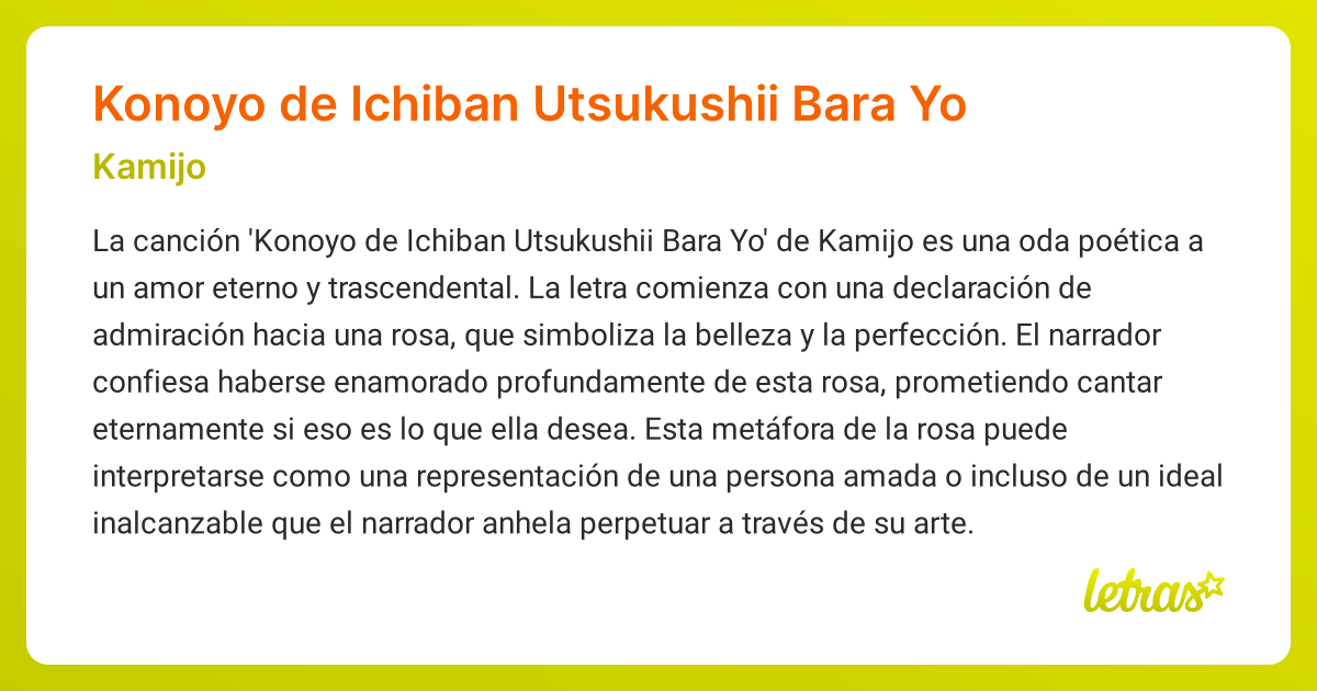 Significado de la canción Konoyo de Ichiban Utsukushii Bara Yo (Kamijo ...