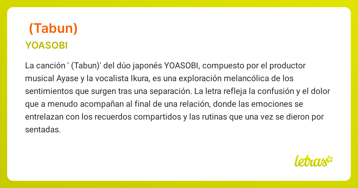 Significado de la canción たぶん (TABUN) (YOASOBI) - LETRAS.COM
