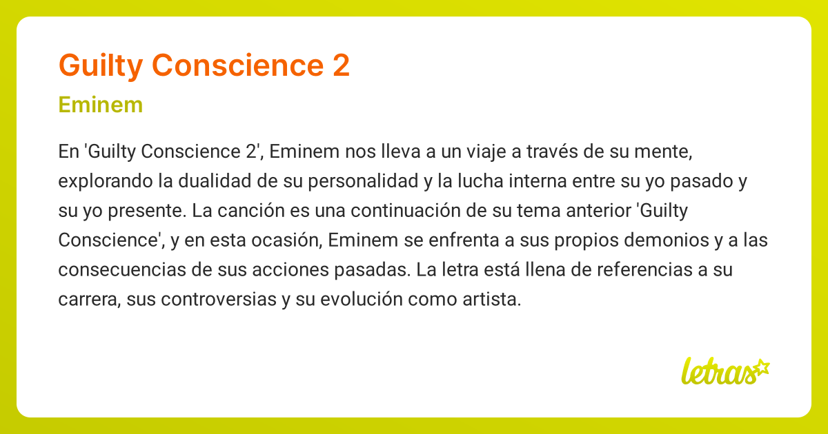 Significado de la canción GUILTY CONSCIENCE 2 (Eminem) - LETRAS.COM