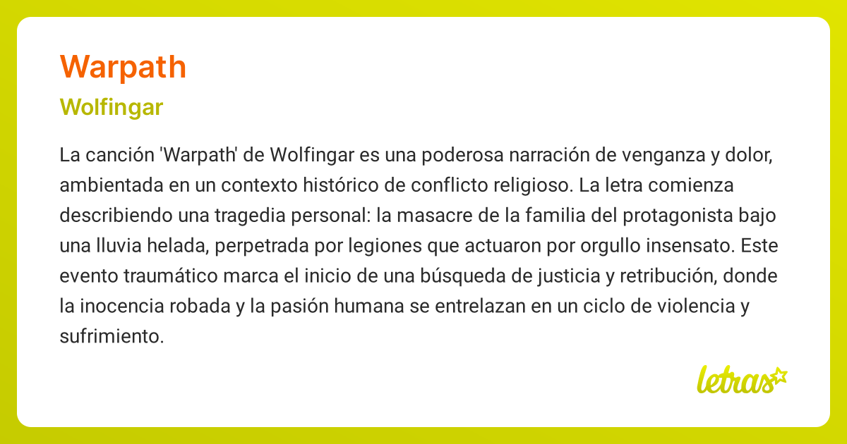 Significado de la canción WARPATH (Wolfingar) - LETRAS.COM