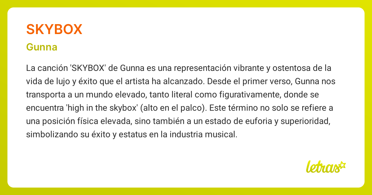 Significado de la canción SKYBOX (Gunna) - LETRAS.COM