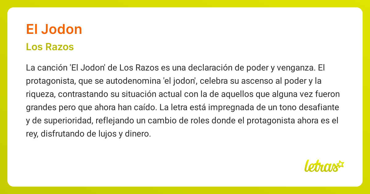 Significado de la canción EL JODON (Los Razos) - LETRAS.COM