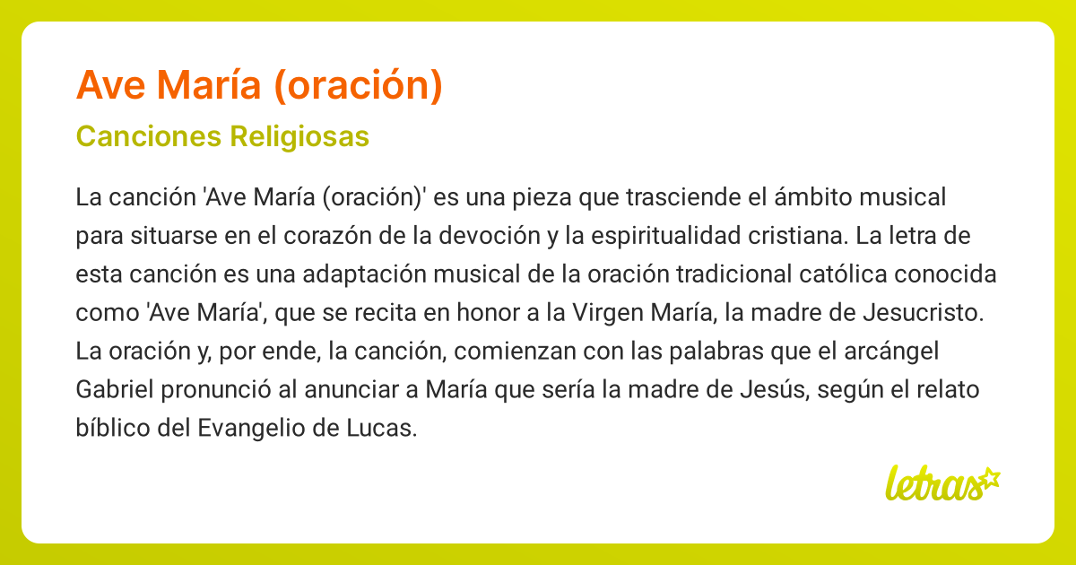 Significado de la canción AVE MARÍA (ORACIÓN) (Canciones Religiosas ...
