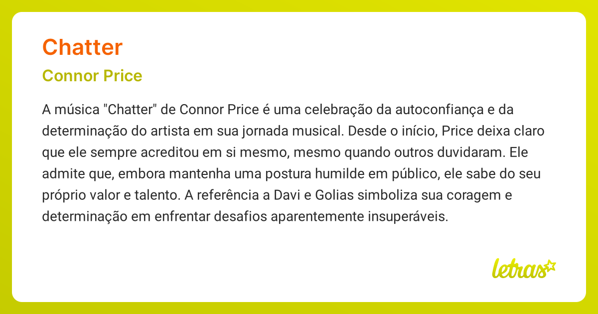 Significado da música CHATTER (Connor Price) - LETRAS.MUS.BR