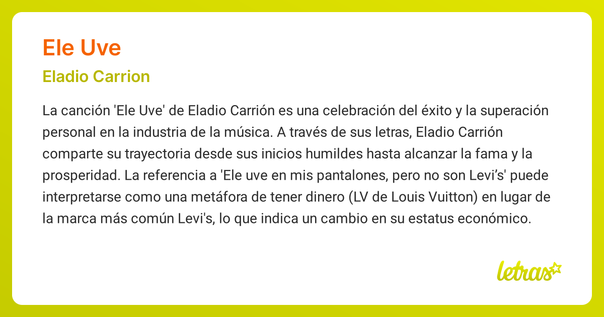 Significado de la canción ELE UVE (Eladio Carrion) - LETRAS.COM
