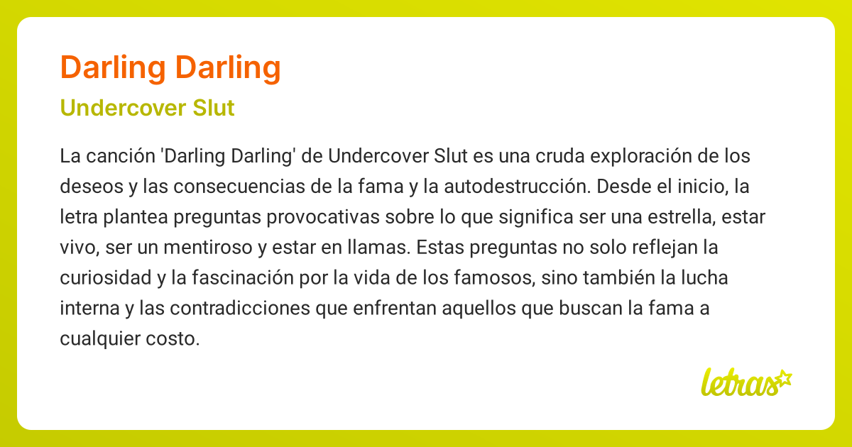 Significado de la canción DARLING DARLING (Undercover Slut) - LETRAS.COM