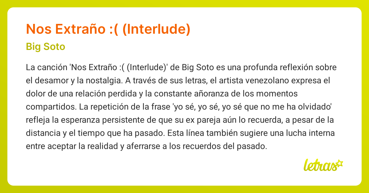 Significado de la canción NOS EXTRAÑO :( (INTERLUDE) (Big Soto ...