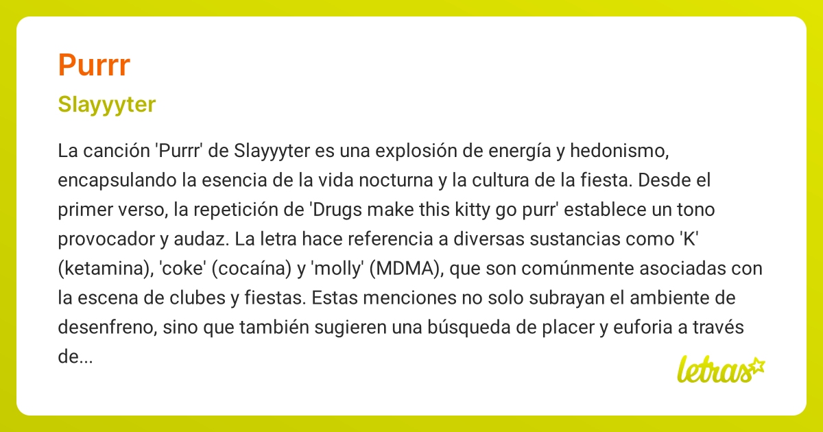 Significado de la canción PURRR (Slayyyter) - LETRAS.COM