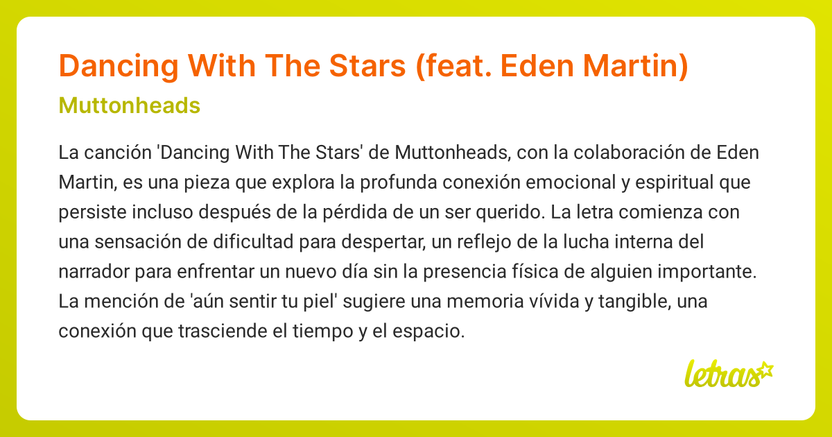 Significado de la canción Dancing With The Stars (feat. Eden Martin ...
