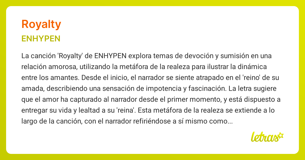 Significado de la canción ROYALTY (ENHYPEN) - LETRAS.COM