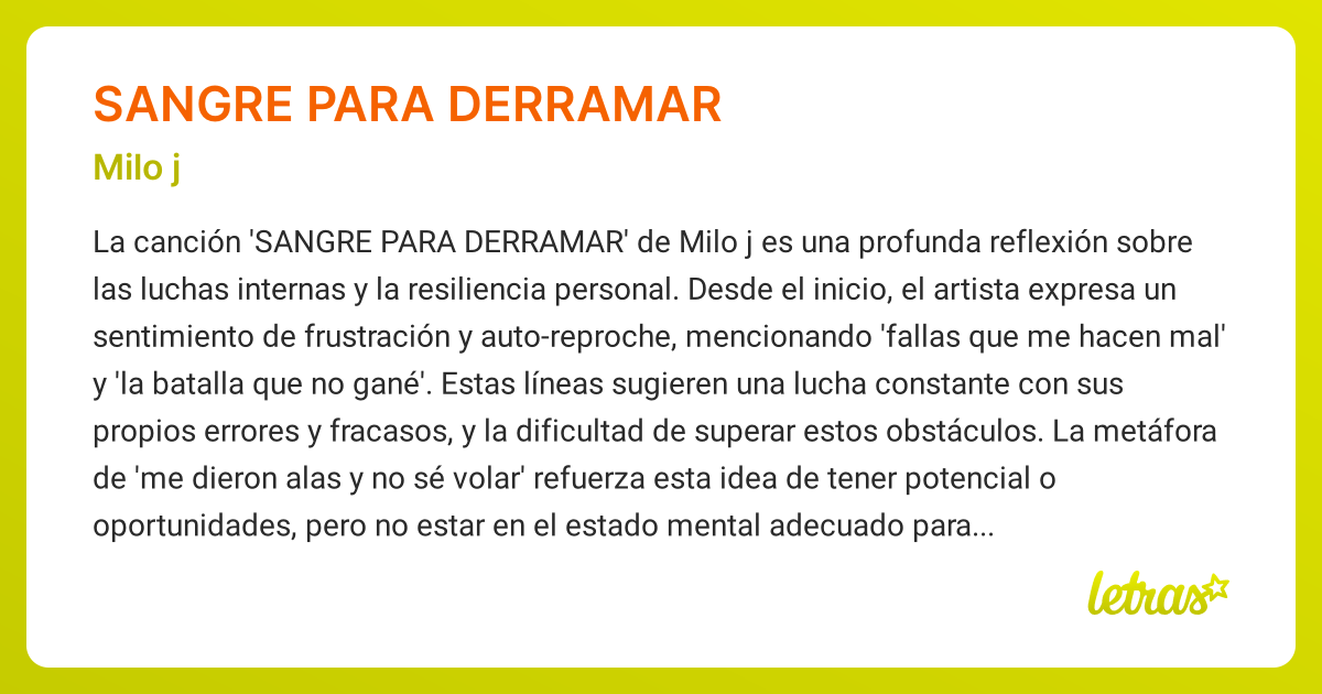 Significado de la canción SANGRE PARA DERRAMAR (Milo j) - LETRAS.COM