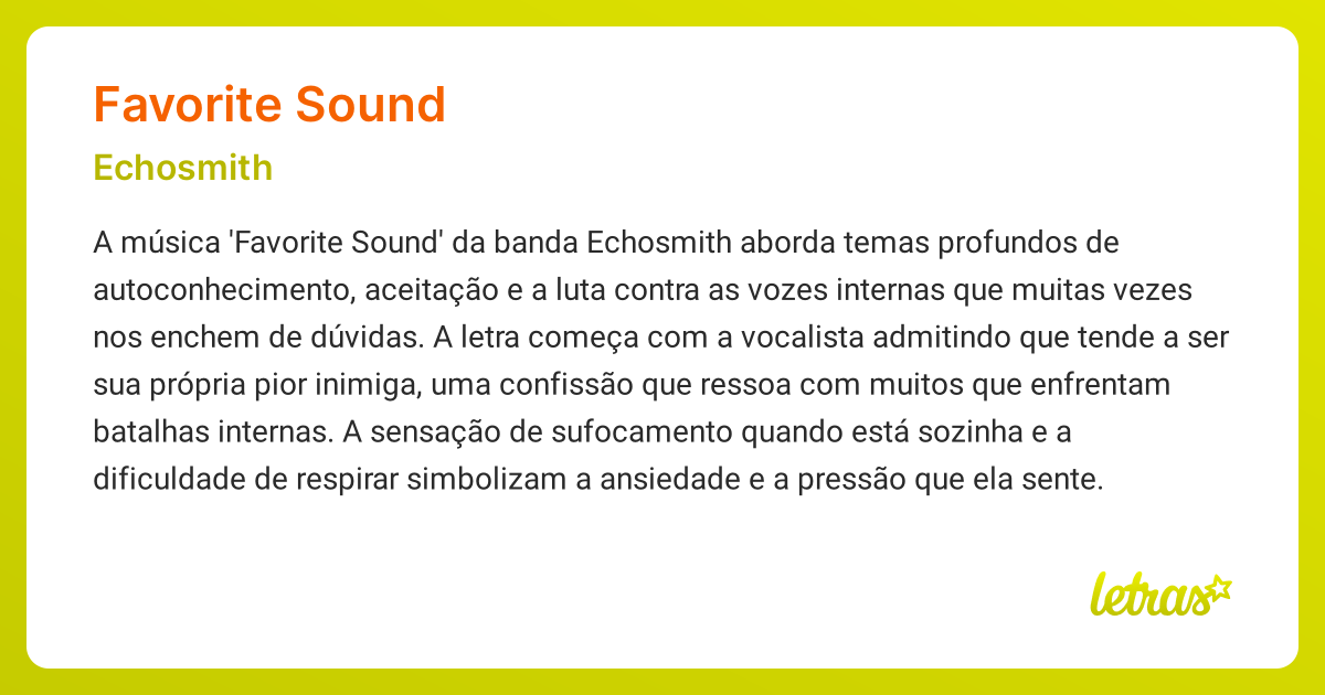Significado da música FAVORITE SOUND (Echosmith) - LETRAS.MUS.BR