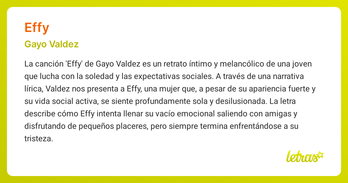 Significado de la canción EFFY (Gayo Valdez) - LETRAS.COM