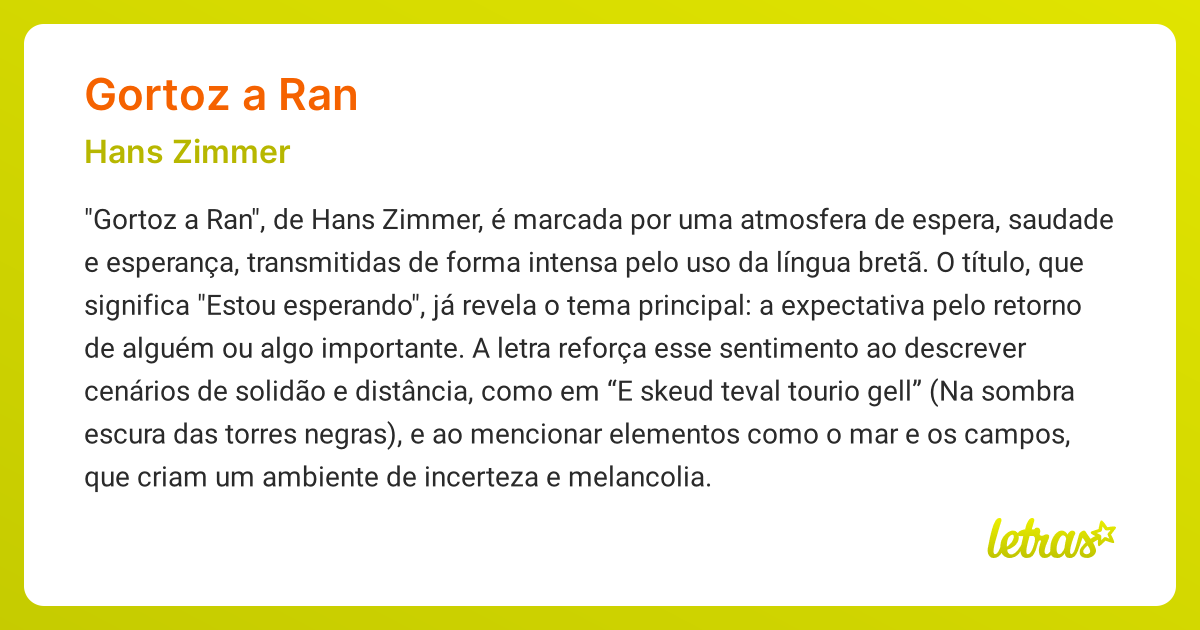 Significado da música GORTOZ A RAN (Hans Zimmer) - LETRAS.MUS.BR