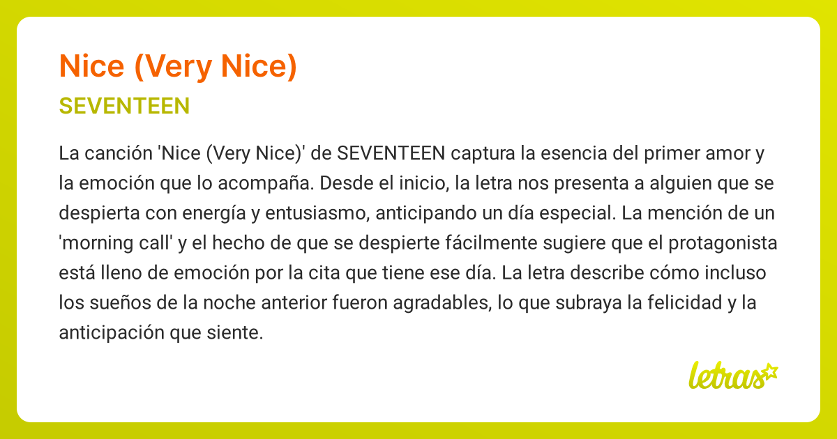 Significado de la canción NICE (VERY NICE) (SEVENTEEN) - LETRAS.COM