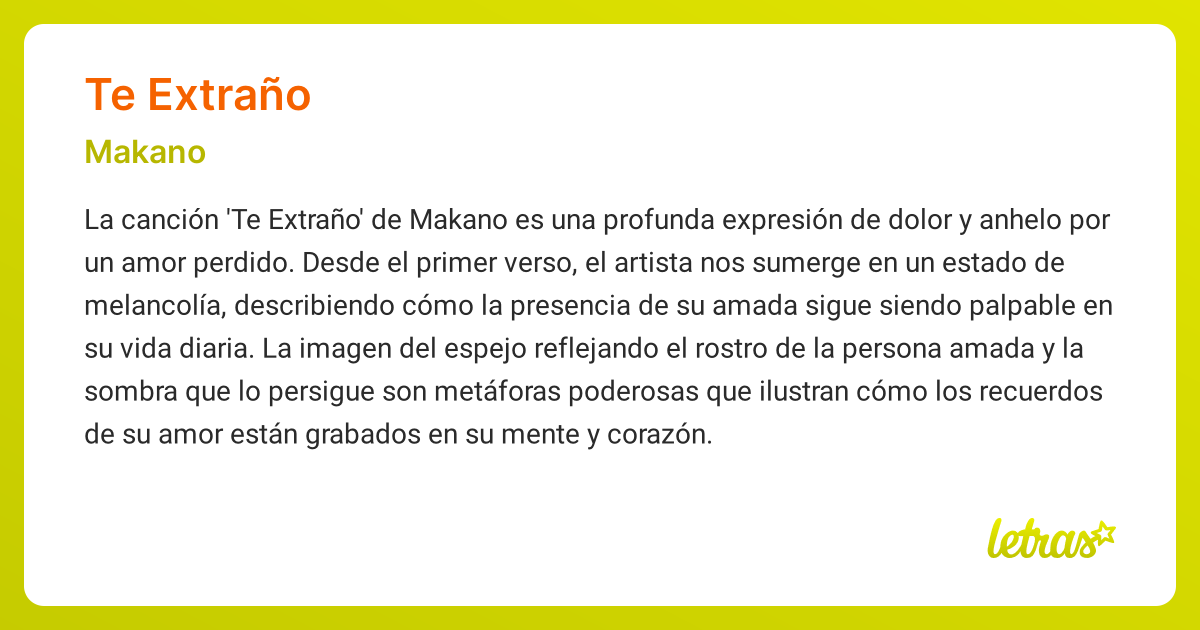 Significado de la canción TE EXTRAÑO (Makano) - LETRAS.COM